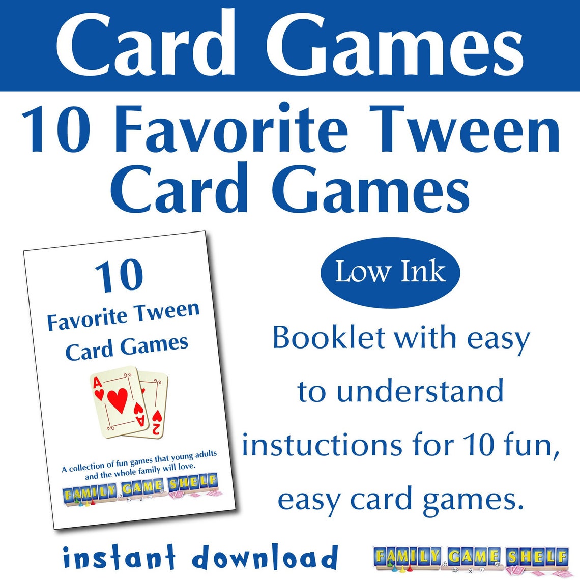 Printable Young Adult Card Rules Games Booklet, Card Game Instructions ...