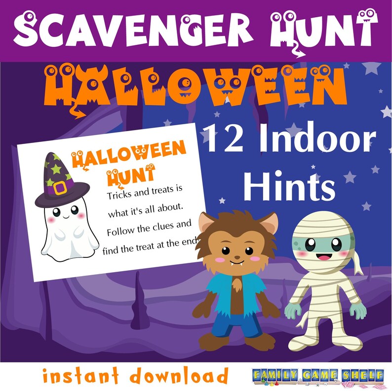 Printable Indoor Halloween Scavenger Hunt, Halloween Party Game ...