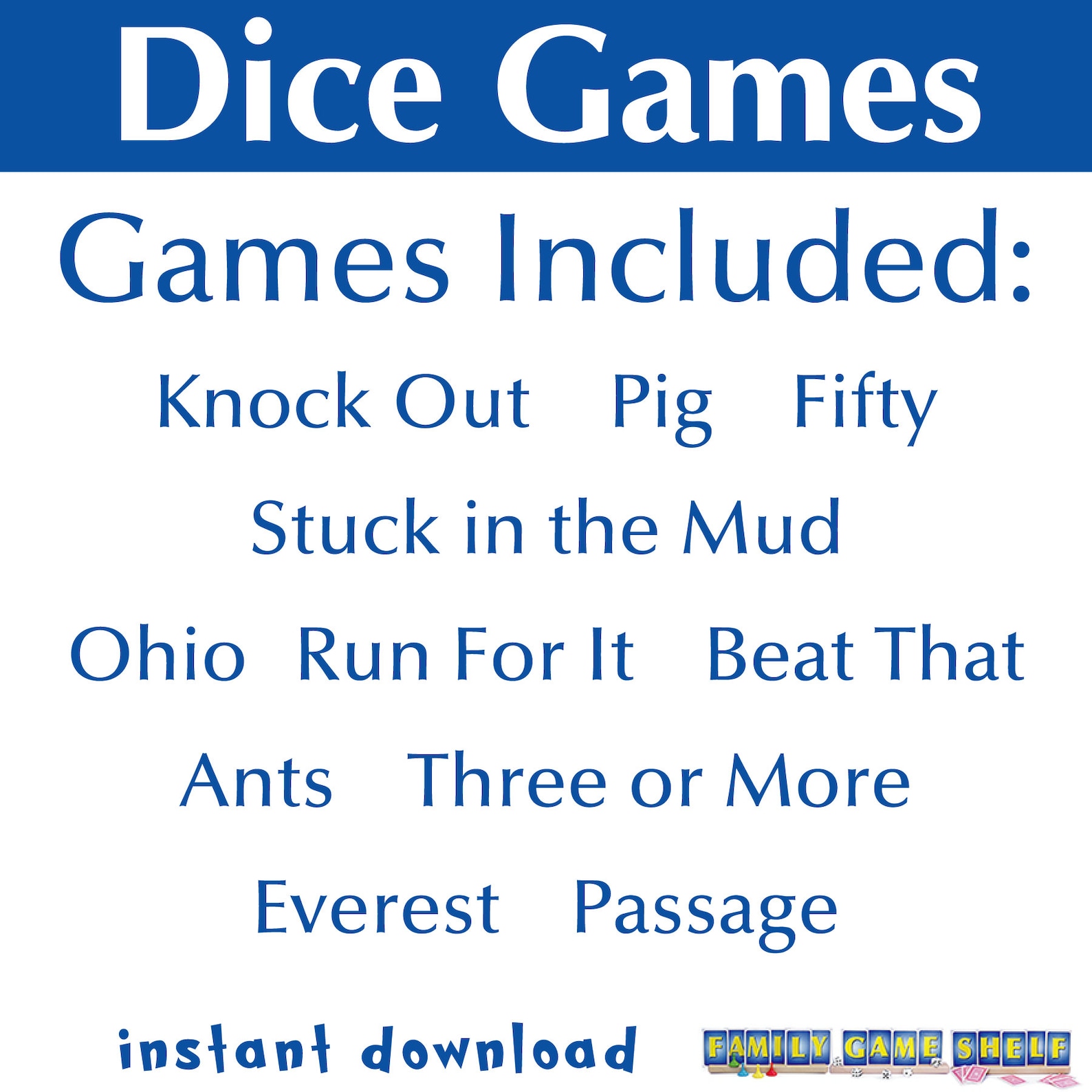 Printable Dice Game Rules Booklet for Family Game Night - Etsy