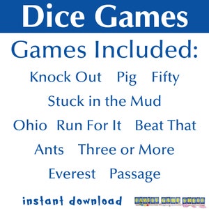 Printable Dice Game Rules Booklet for Family Game Night - Etsy