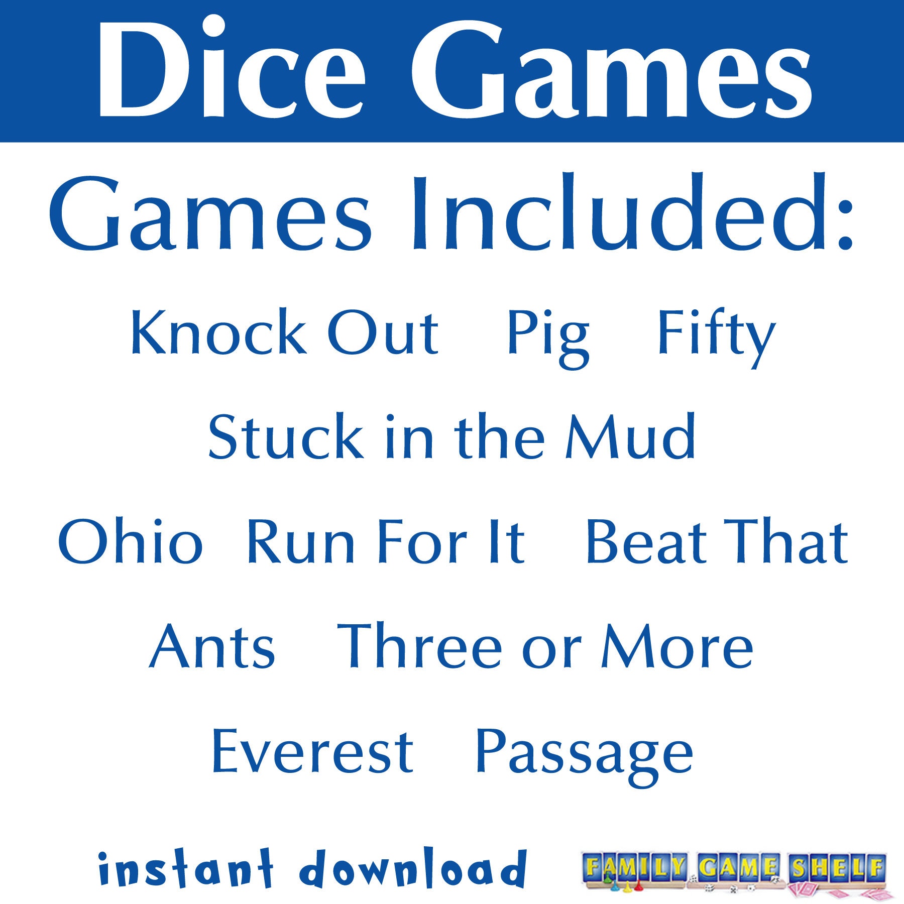 Printable Dice Game Rules Booklet for Family Game Night - Etsy
