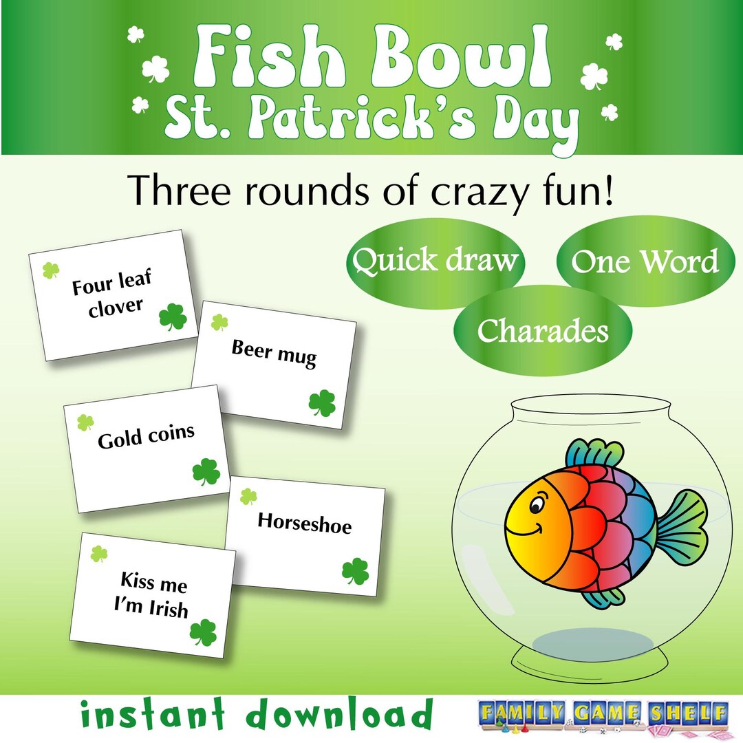 Printable St Patrick's Day Fish Bowl Party Game, Adult Game, Family ...