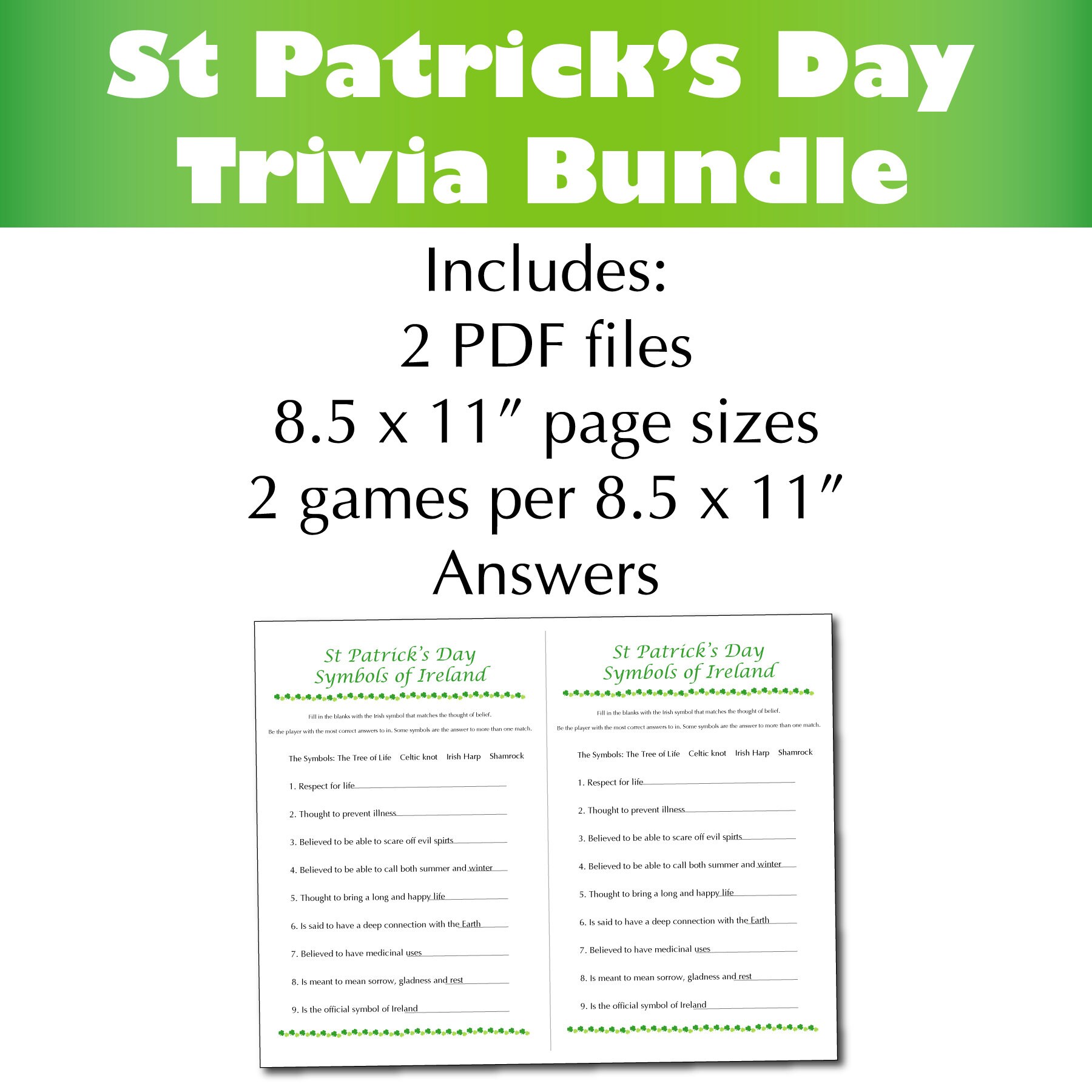 Printable St Patrick's Day Game Bundle - Etsy