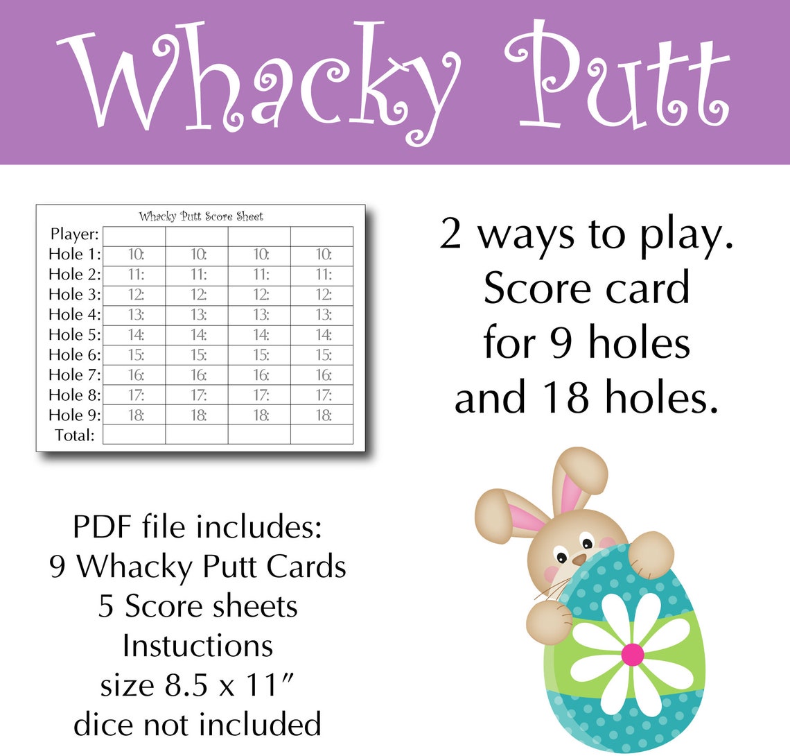 Printable Whacky Putt Easter Mini Golf Dice Game, Printable Dice Game ...