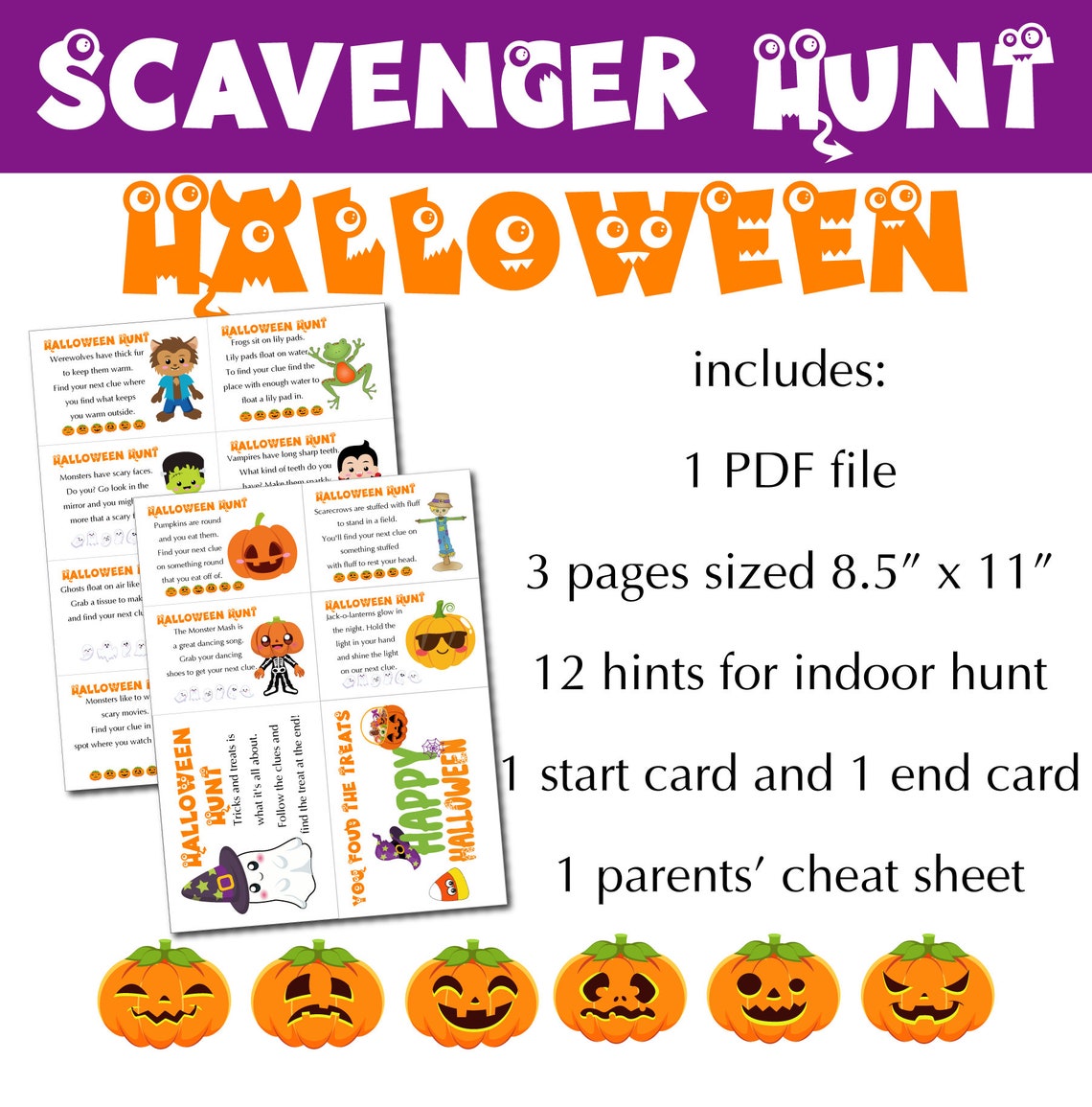 Printable Indoor Halloween Scavenger Hunt Halloween Party - Etsy