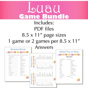 Luau Party Game Bundle, Printable Luau Games, Luau Party Games for ...