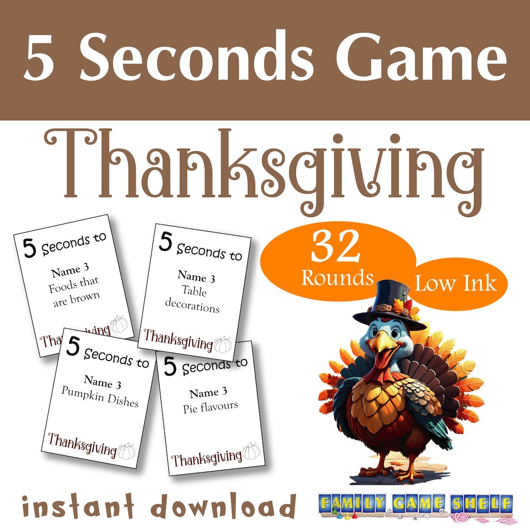 Thanksgiving 5 Second Game, Thanksgiving Party Game, Friendsgiving Game ...