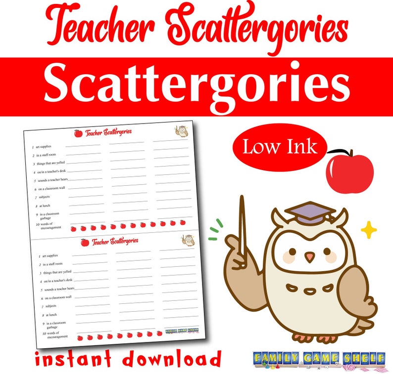 Printable Teacher Scattergries Game, Teach Appreciation Game Printable ...
