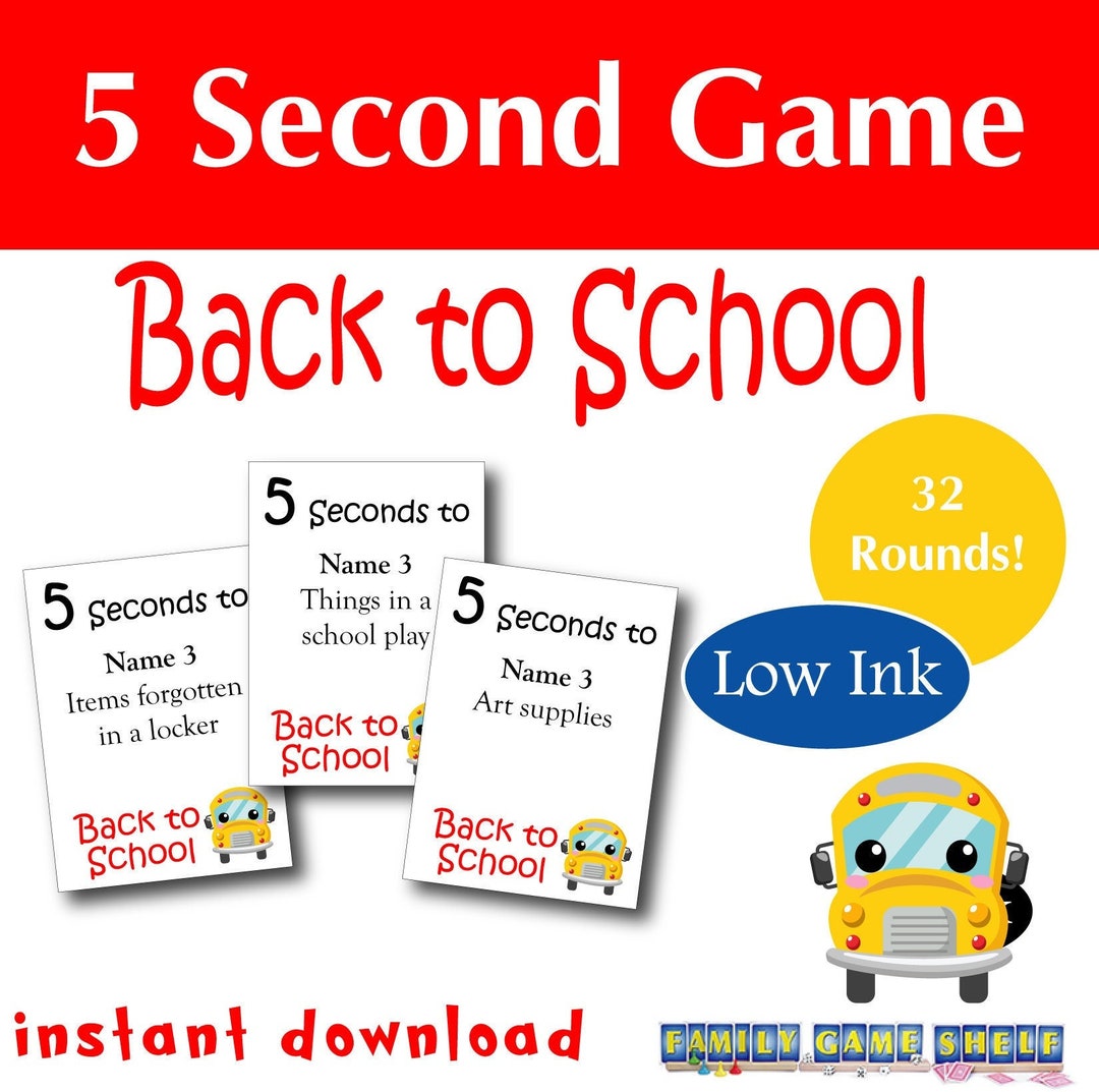 Printable Back to School 5 Second Game, Back to School Printable Game ...