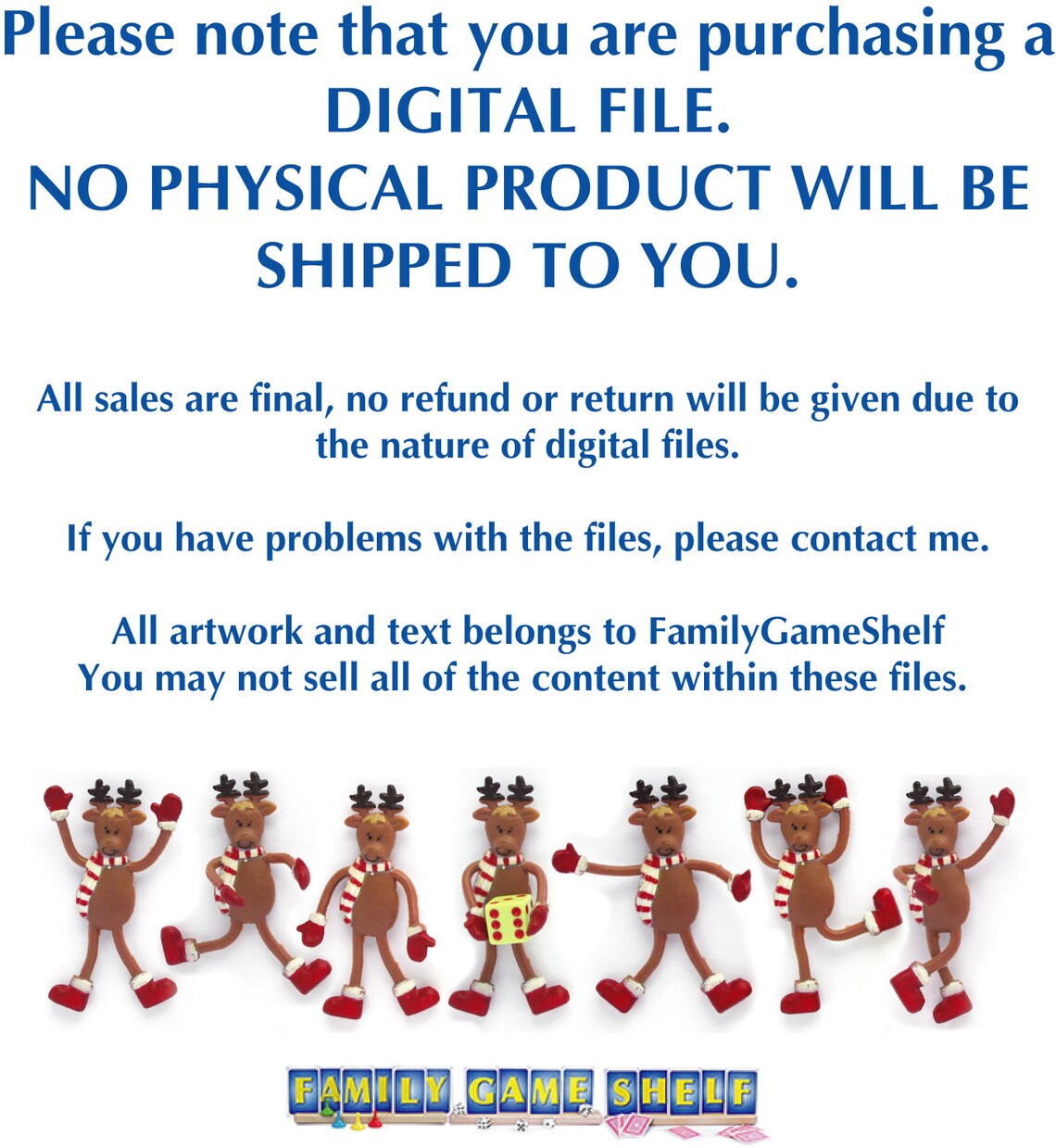 Reindeer Dice Games Printable Game for Family Game Night and Christmas ...