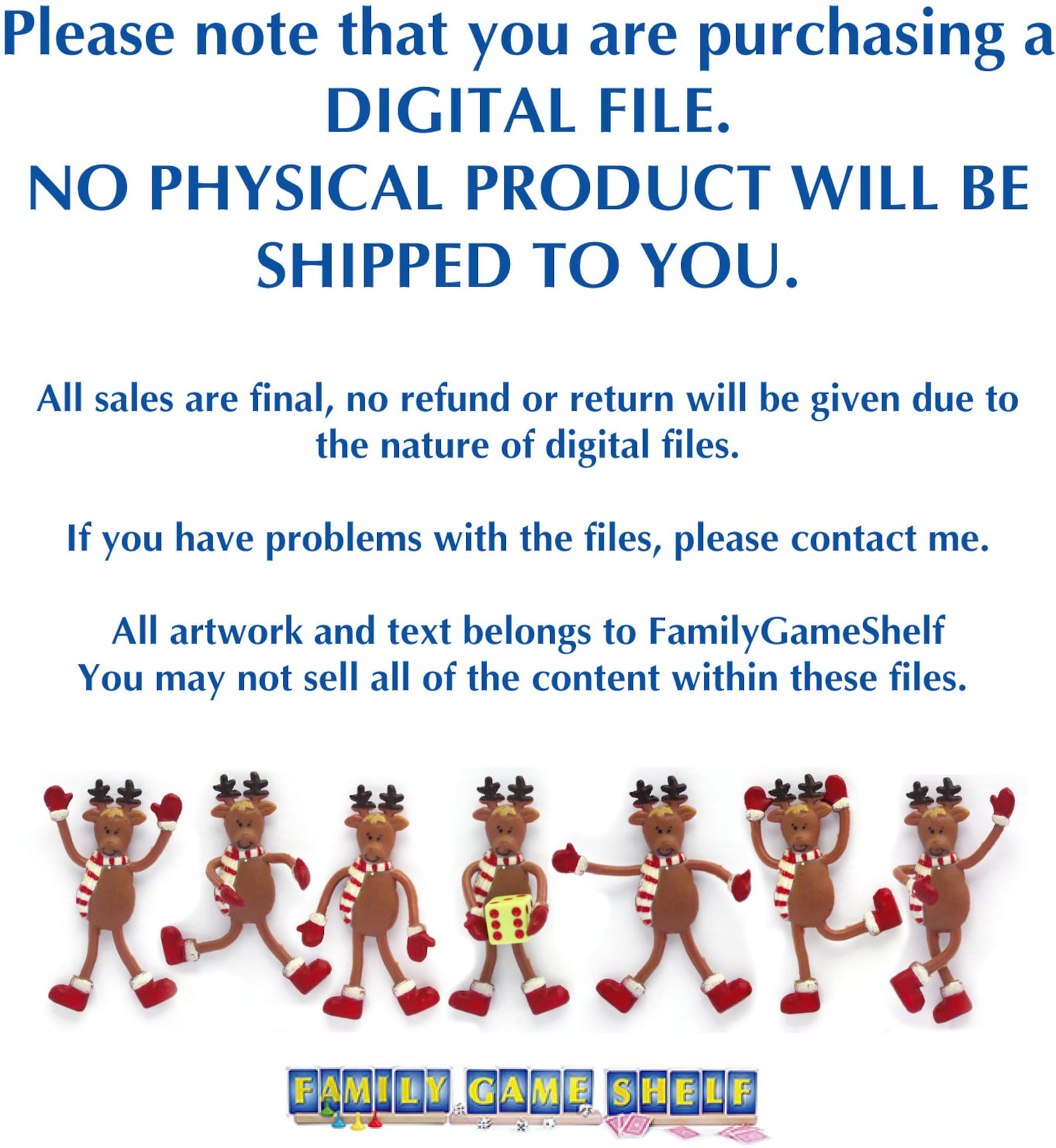 Reindeer Dice Games Printable Game for Family Game Night and Christmas ...