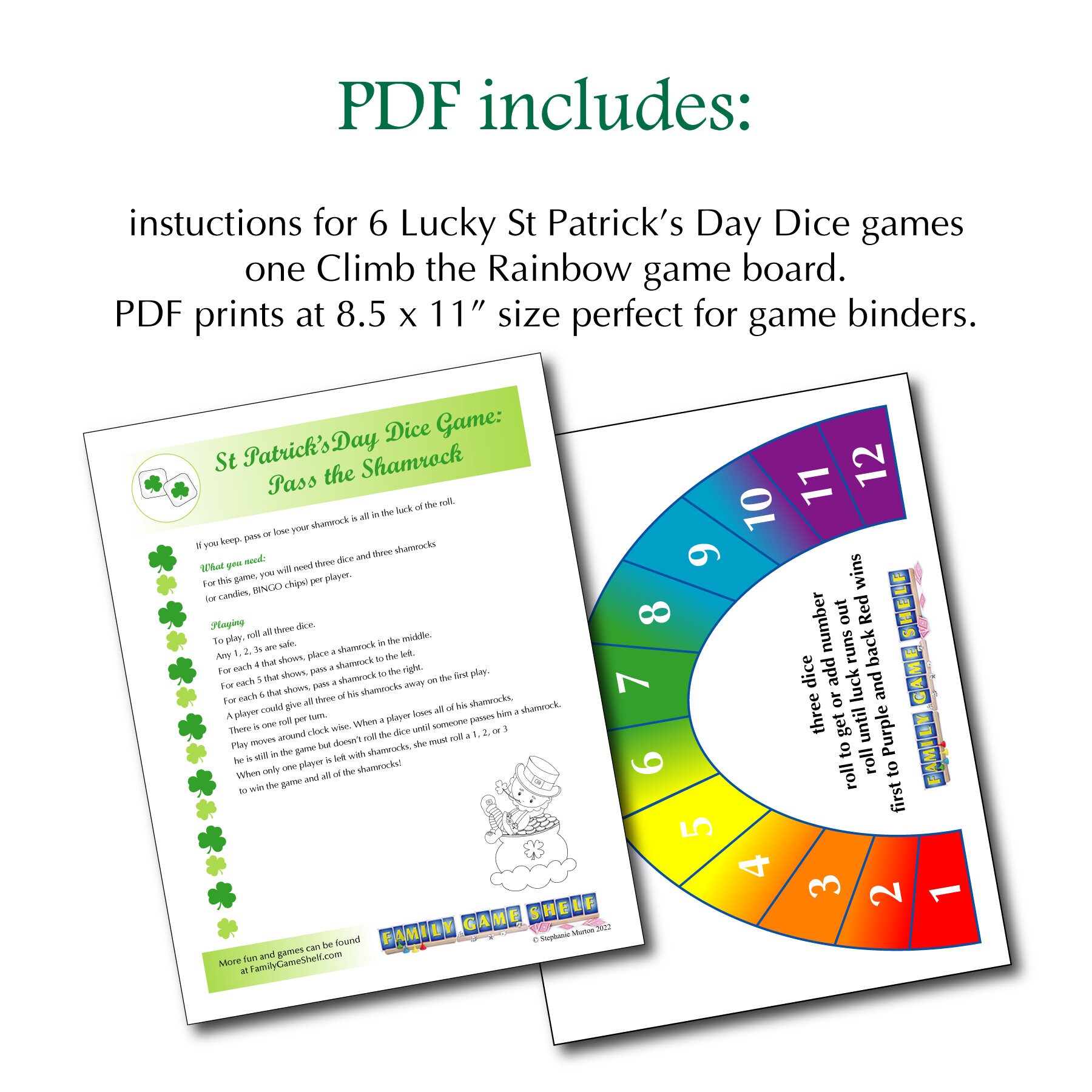 Printable St Patrick’s Day Dice Games, St Patricks Day Party Game ...