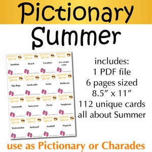 Summer Words Game Summer Pictionary Summer Charades - Etsy