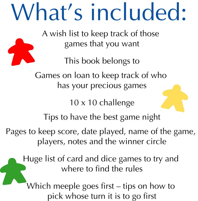 Printable Board Game Journal, Scoresheet Book and Memory Keepsake for ...