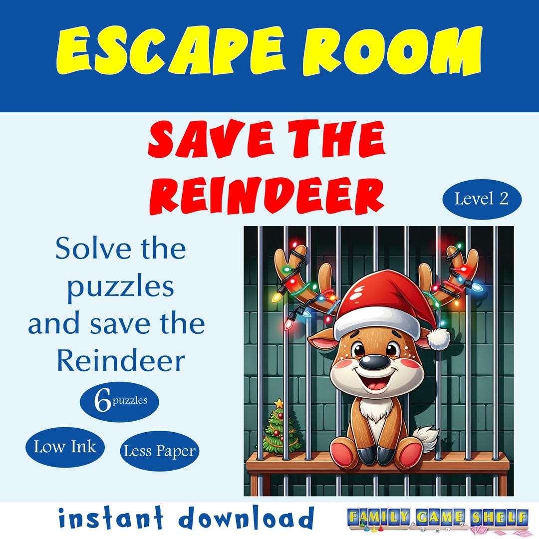 Printable Escape Room Save the Reindeer Escape Room Kit for Kids ...