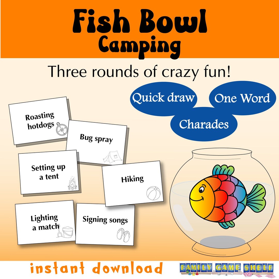 Printable Board Game Fish Bowl Camping Party Game, Adult Game, Family ...