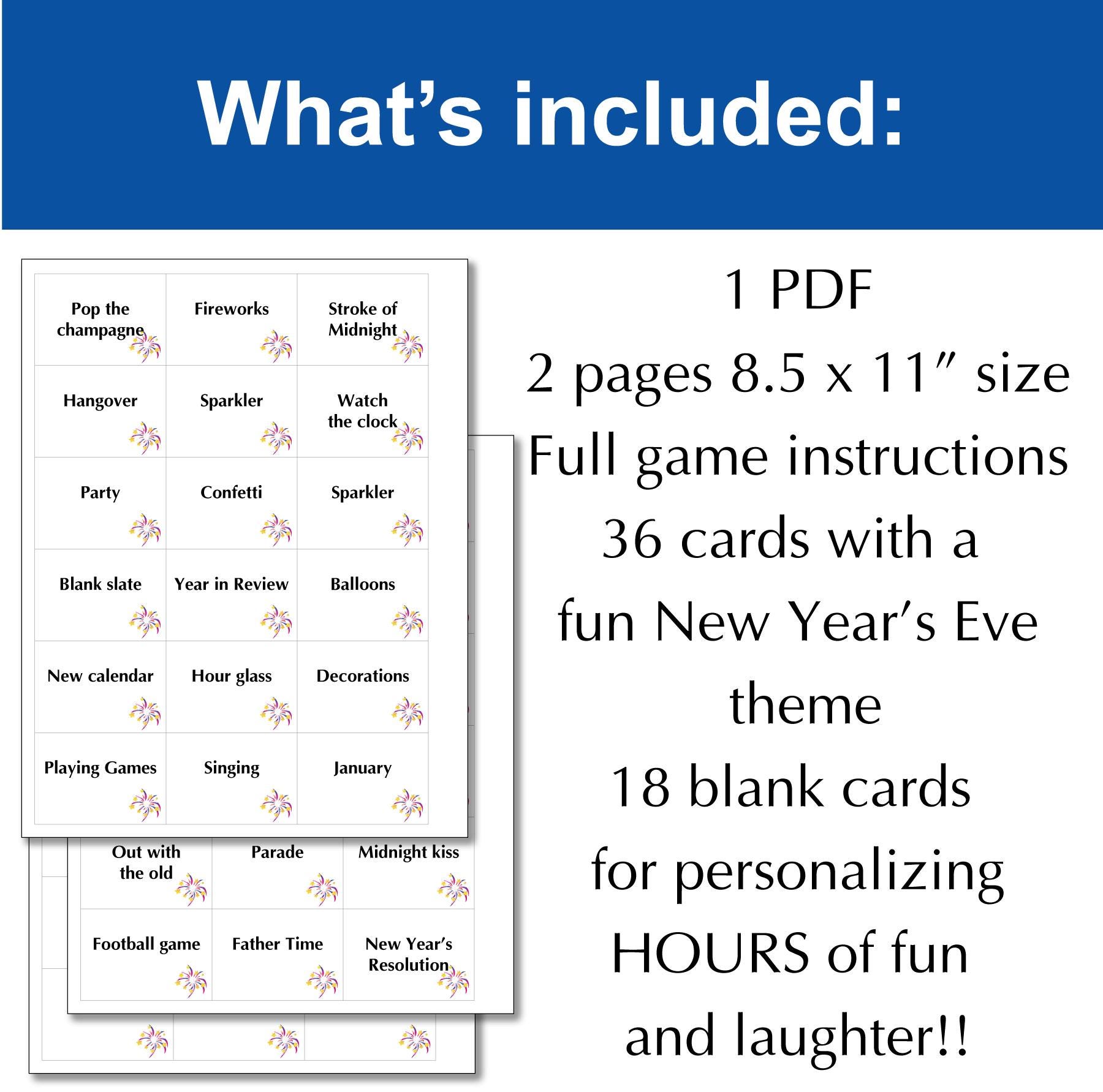 Printable Board Game Fish Bowl New Year's Eve Party Game, Adult Game ...