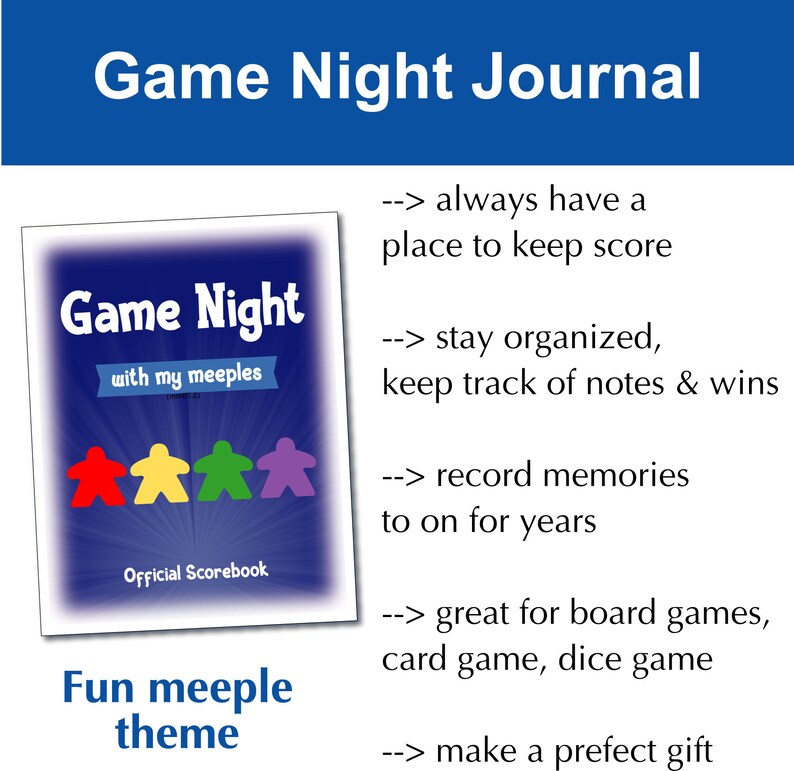 Printable Board Game Journal, Scoresheet Book and Memory Keepsake for ...