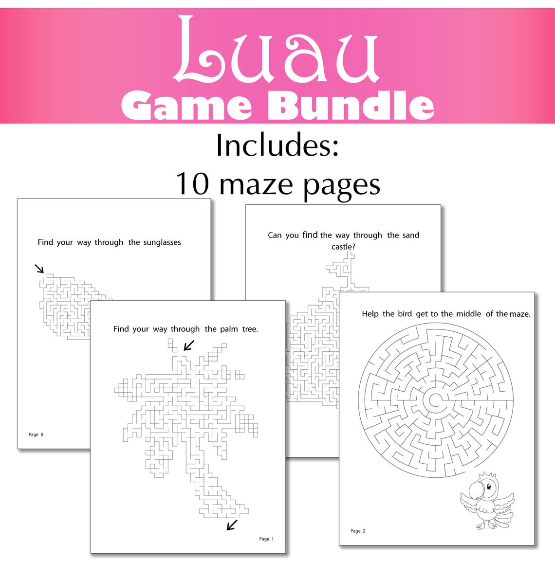 Kids Luau Party Game Bundle, Printable Luau Party Games for Kids, Luau ...