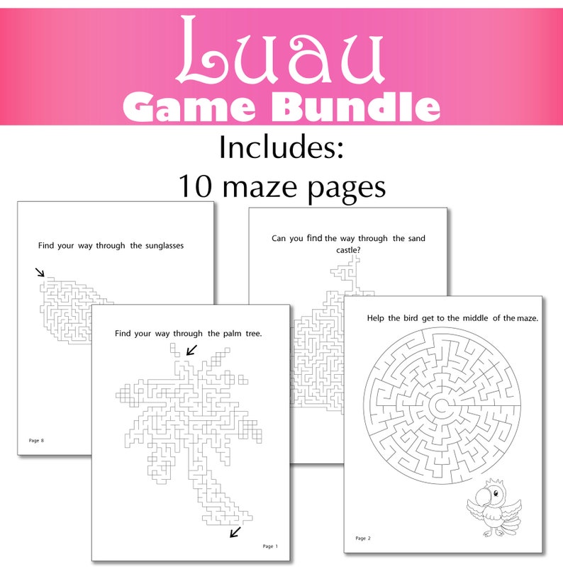 Kids Luau Party Game Bundle, Printable Luau Party Games for Kids, Luau ...