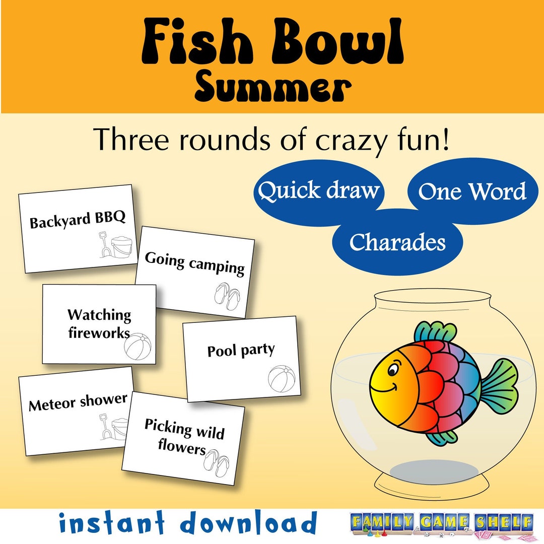 Printable Board Game Fish Bowl Summer Party Game, Adult Game, Family ...