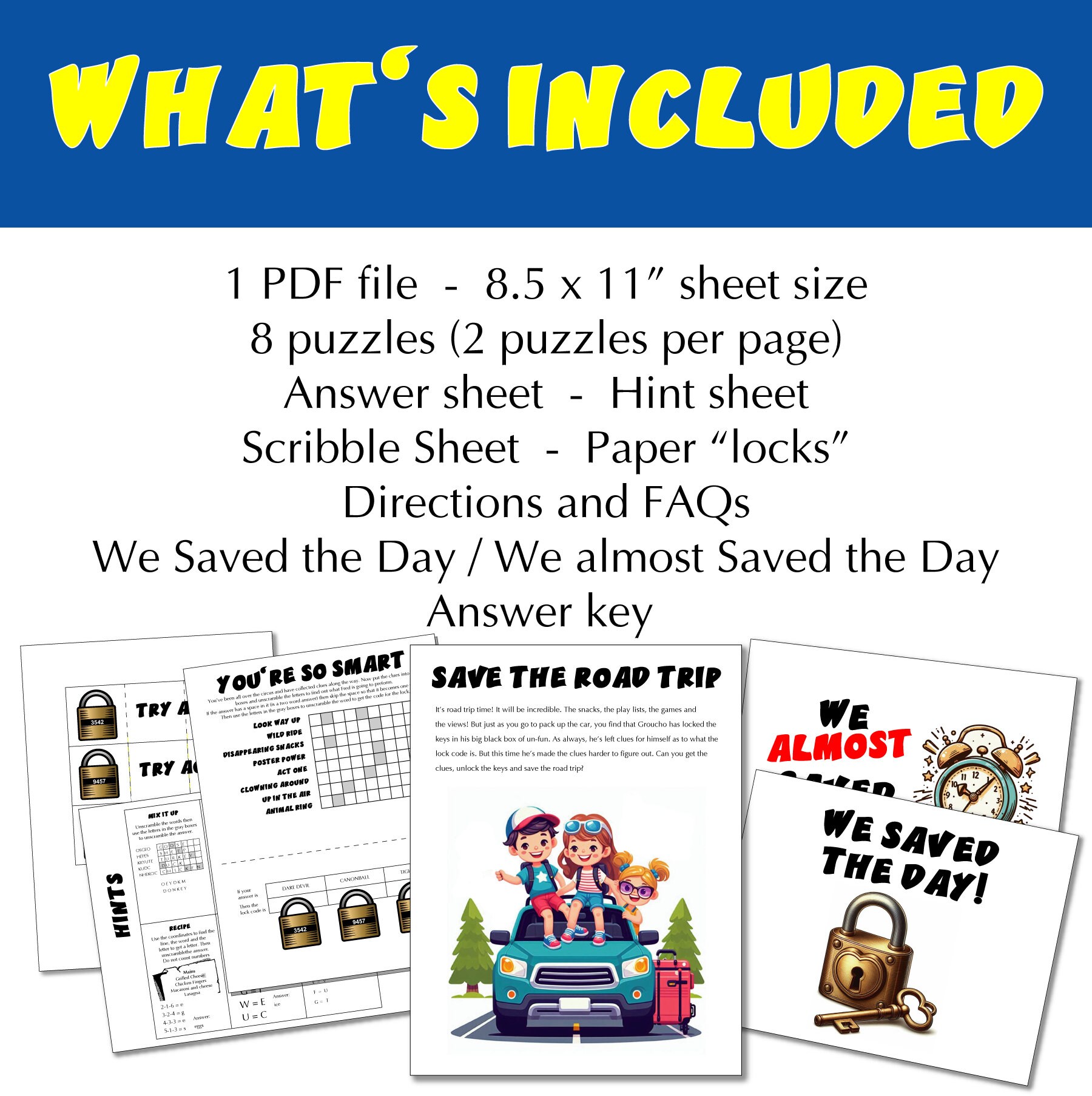 Escape Room for Kids Printable Party Game, Road Trip Game, Birthday ...