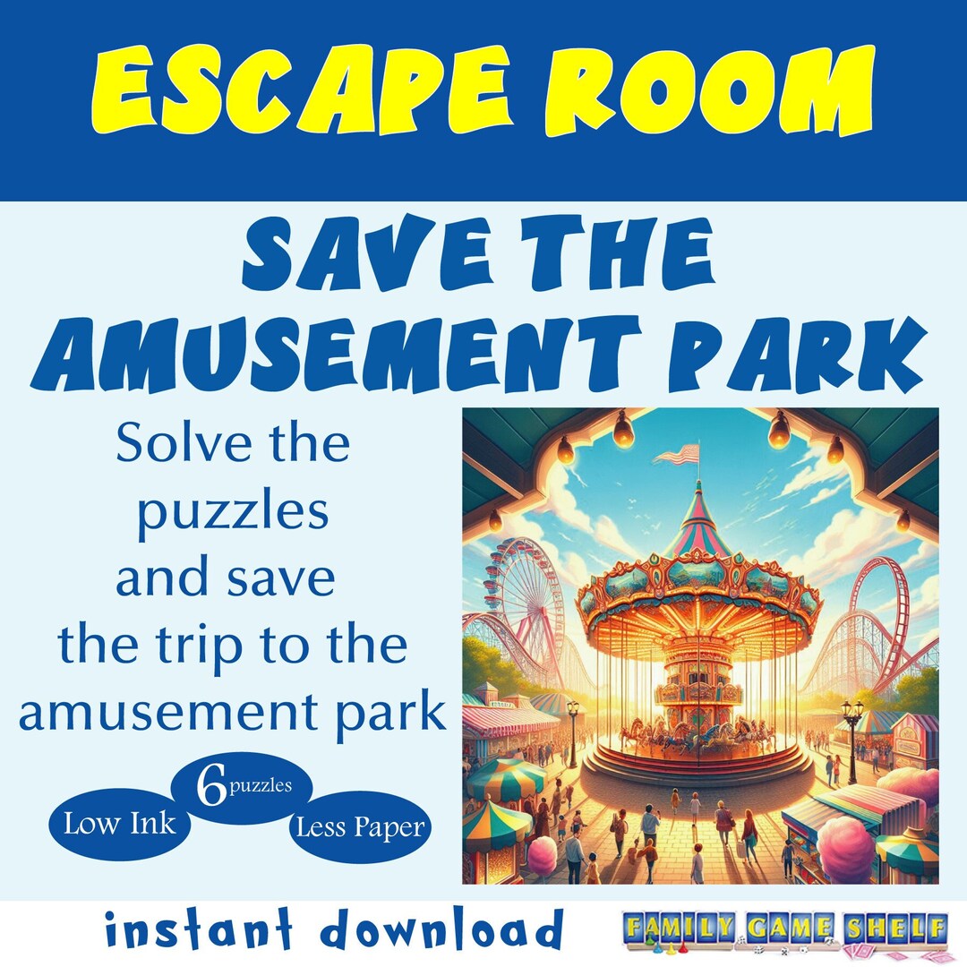 Escape Room for Kids Printable Party Game, Save the Amusement Park Trip ...