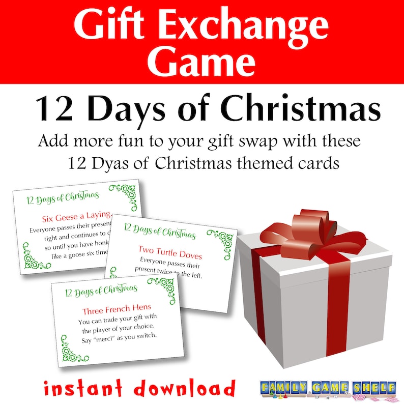 Printable Gift Exchange Game, White Elephant Game, Gift Swap Game ...