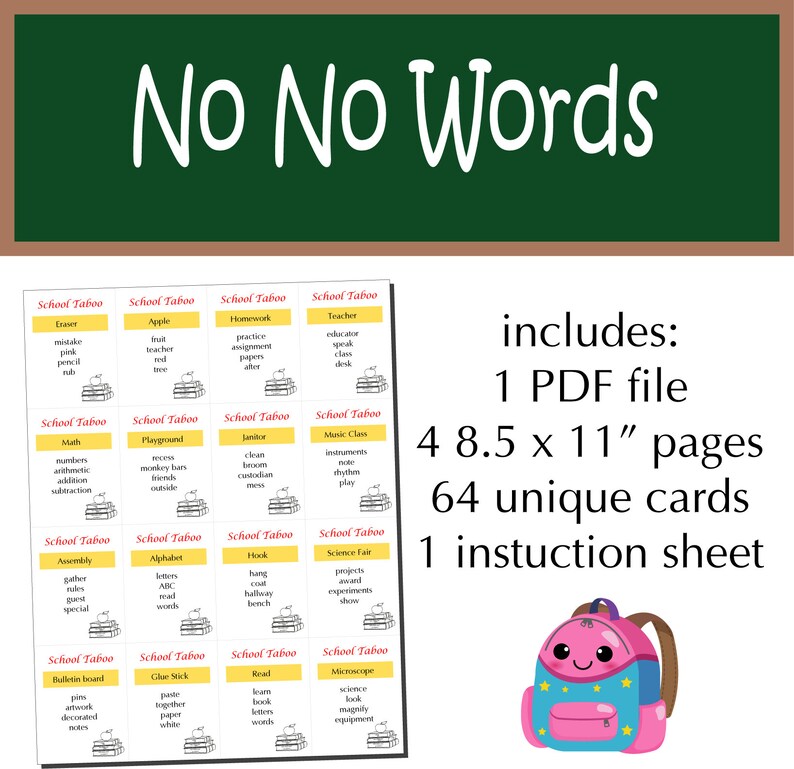 Printable Back to School Game Bundle, Family Game Night, Family Board ...