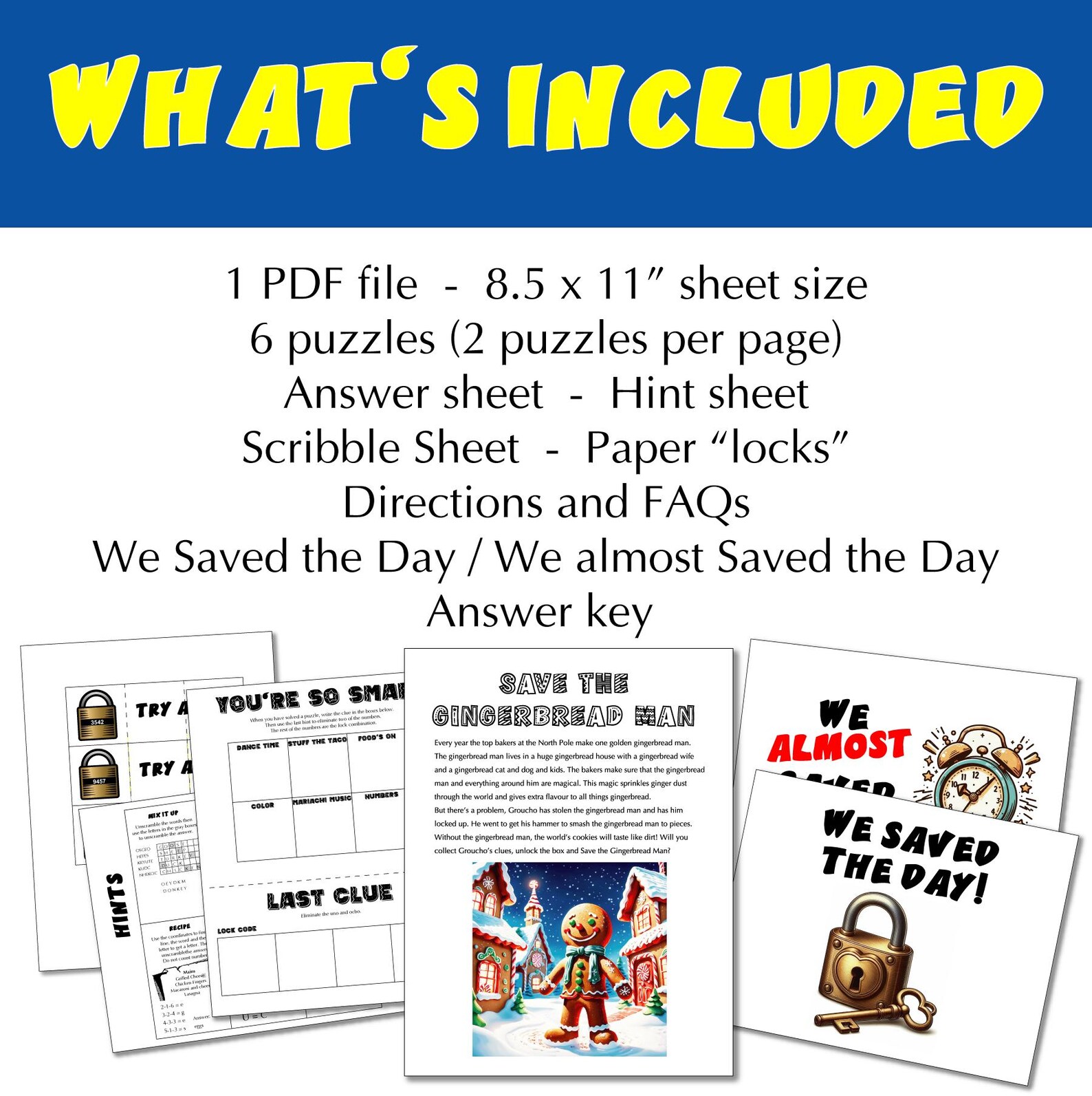 Printable Escape Room Save the Gingerbread Man Escape Room Kit for Kids ...
