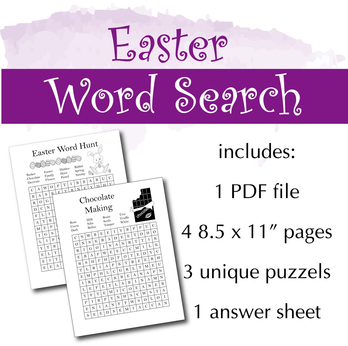 Printable Easter Word Search Puzzles, Easter Party Printable, Kids ...