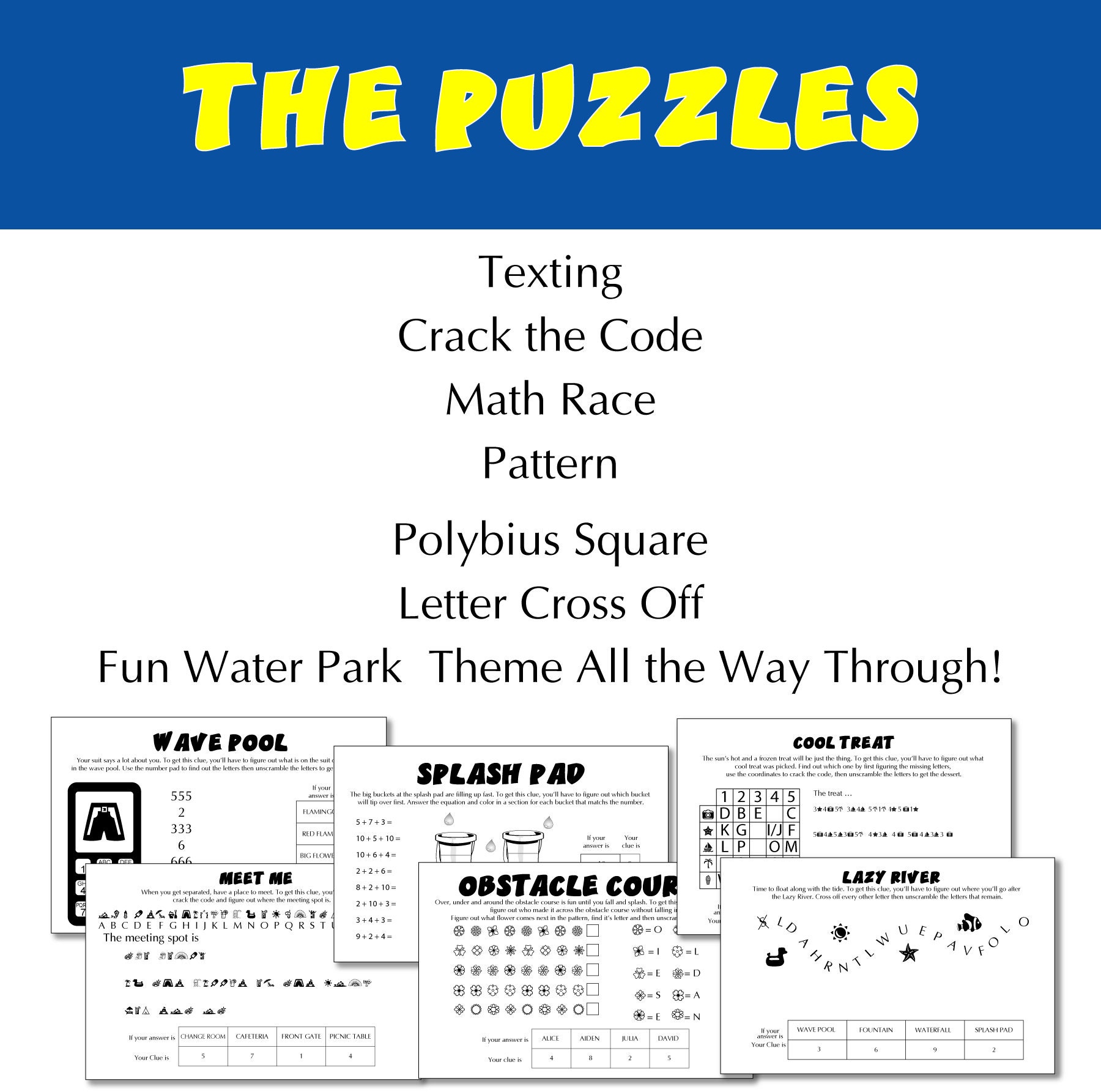 Escape Room for Kids Printable Party Game, Save the Water Park Trip ...