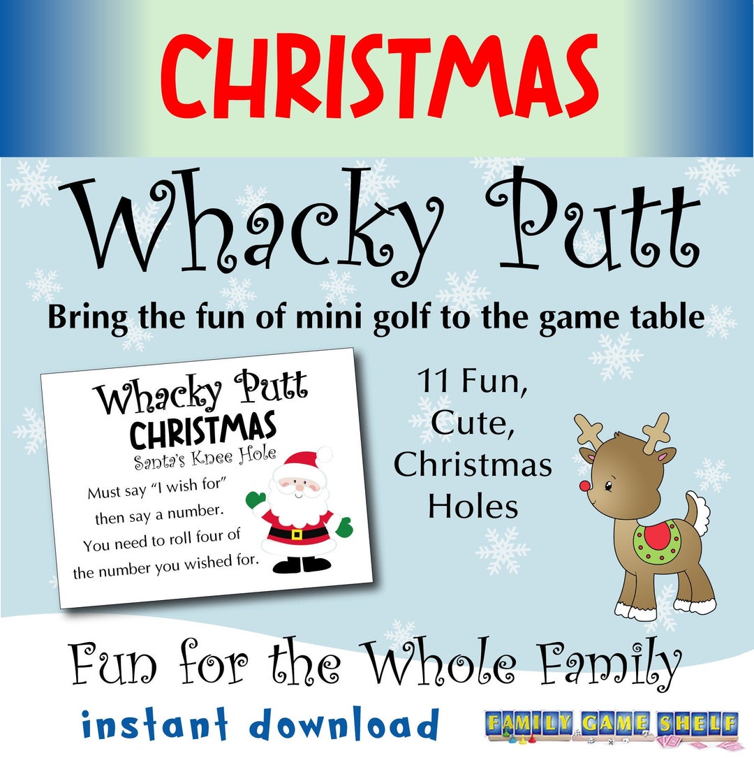 Printable Whacky Putt Christmas Mini Golf Dice Game, Dice Game for ...