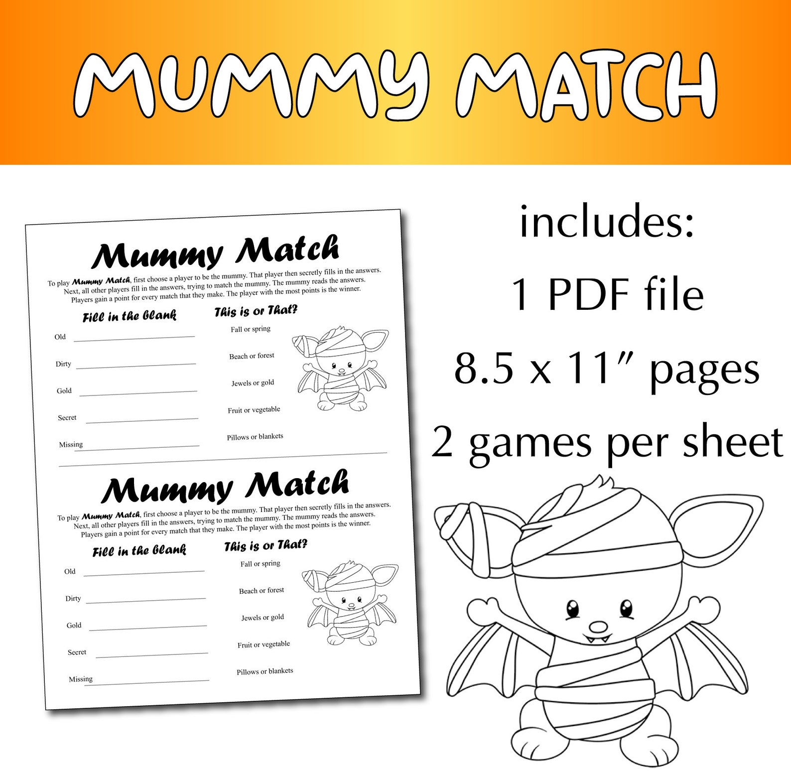 Halloween Match Games Bundle, Printable Halloween Party Games ...