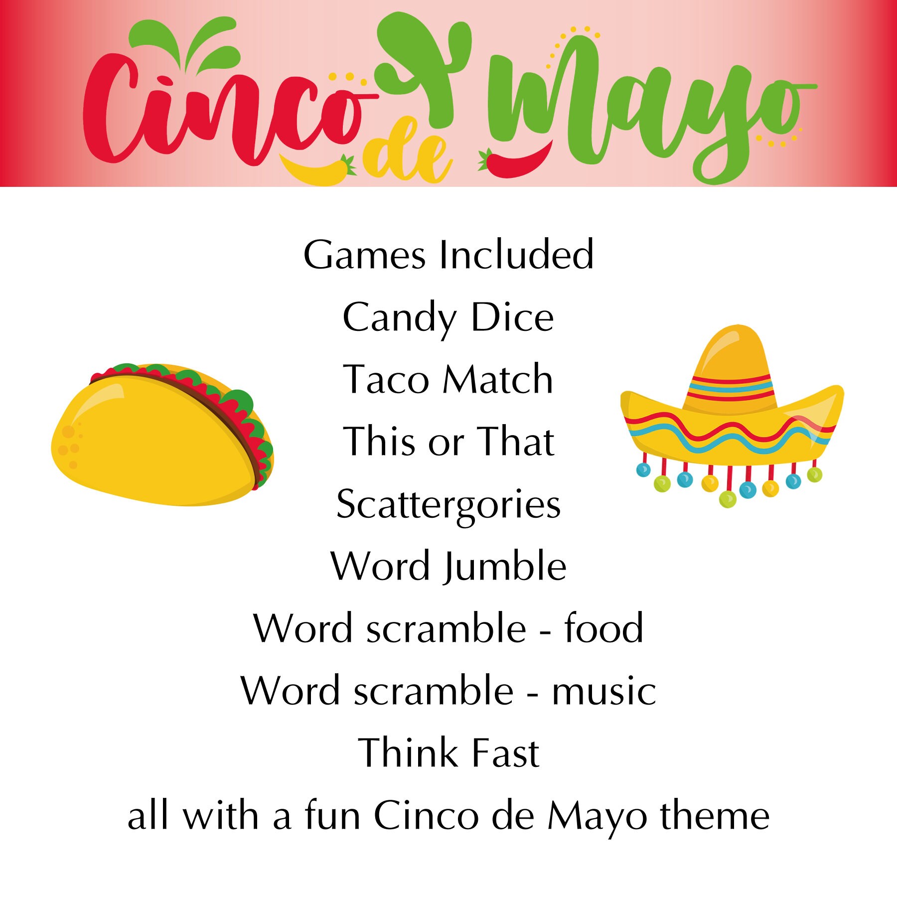 Printable Cinco De Mayo Party Game Bundle - Etsy