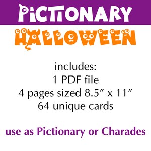Printable Halloween Pictionary or Halloween Charades Cards for Family ...