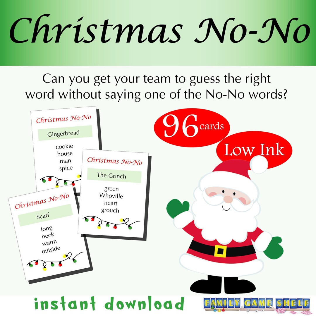 Printable Christmas Taboo Word Game, Christmas Printable Game for ...