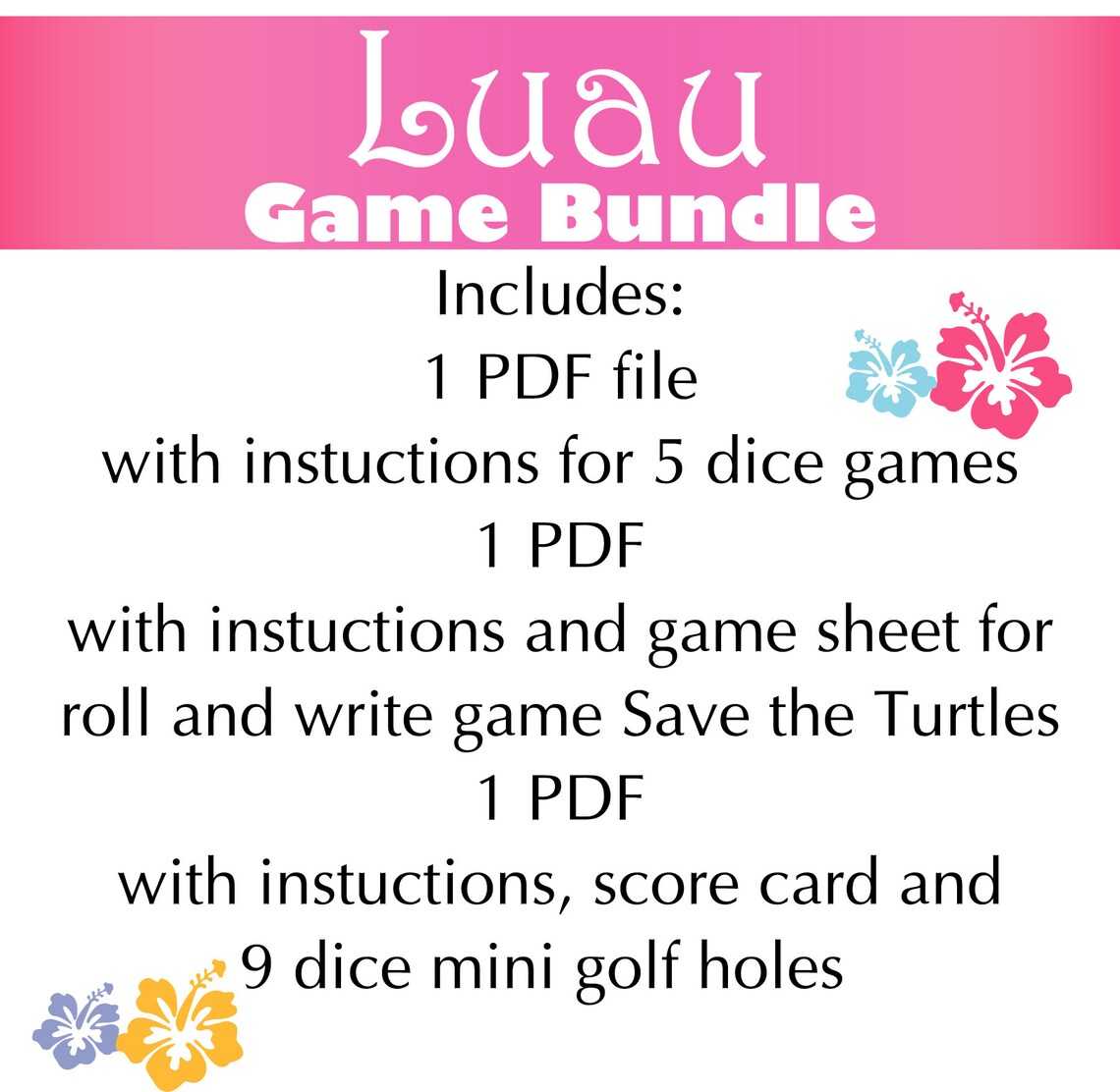 Luau Dice Game Printable Dice Game Rules, Hawaiian Party Games, Luau ...