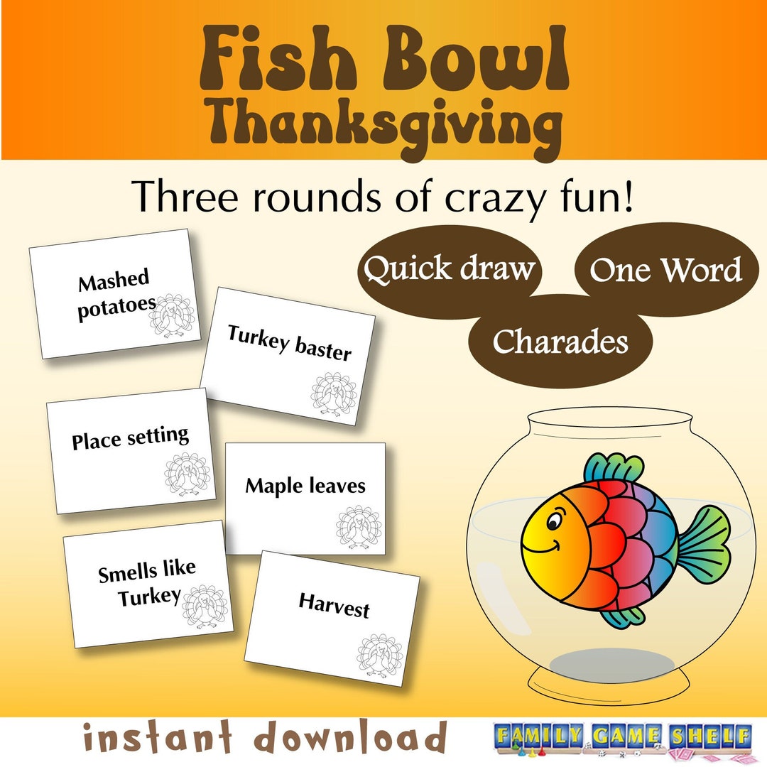 Printable Board Game Fish Bowl Thanksgiving Party Game, Adult Game ...