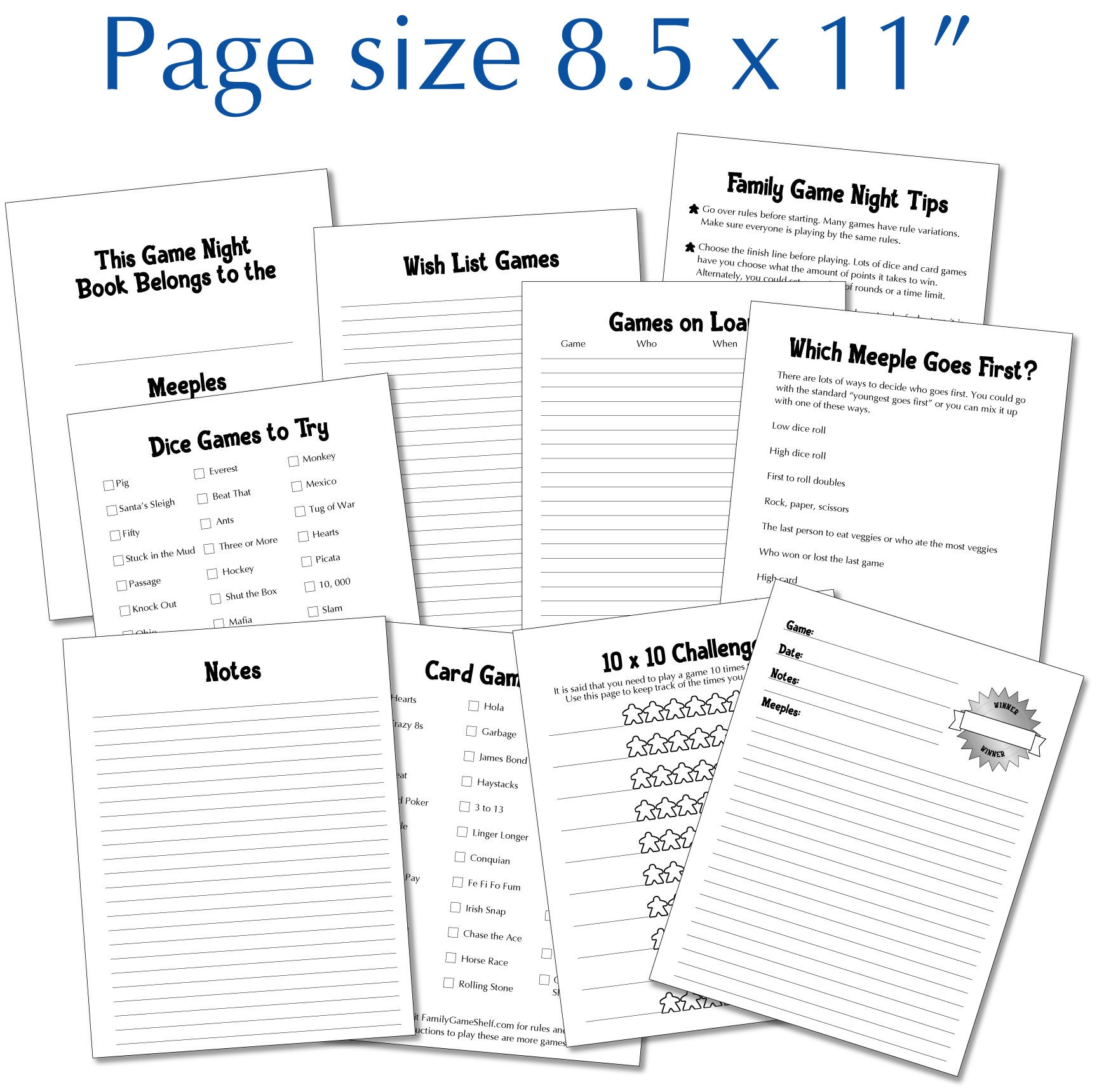 Printable Board Game Journal, Scoresheet Book and Memory Keepsake for ...