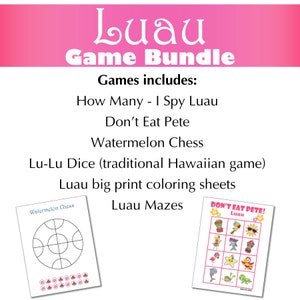 Kids Luau Party Game Bundle, Printable Luau Party Games for Kids, Luau ...