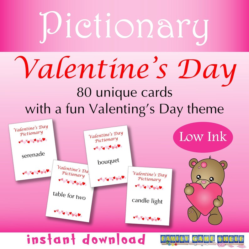Printable Valentine's Day Pictionary or Charades for Families - Etsy