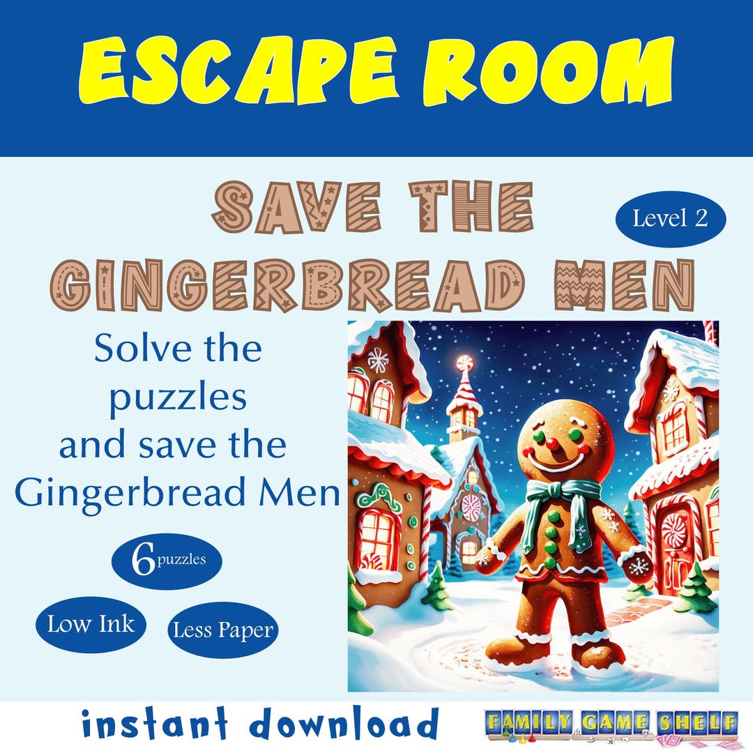 Printable Escape Room Save the Gingerbread Man Escape Room Kit for Kids ...