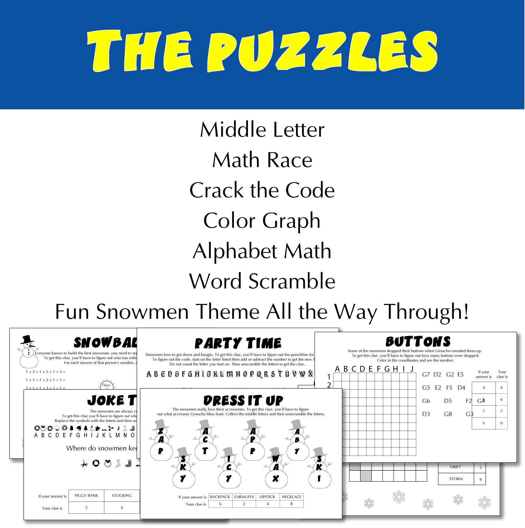 Snowman Escape Room Printable Save the Snowmen Escape Room Kit for Kids ...