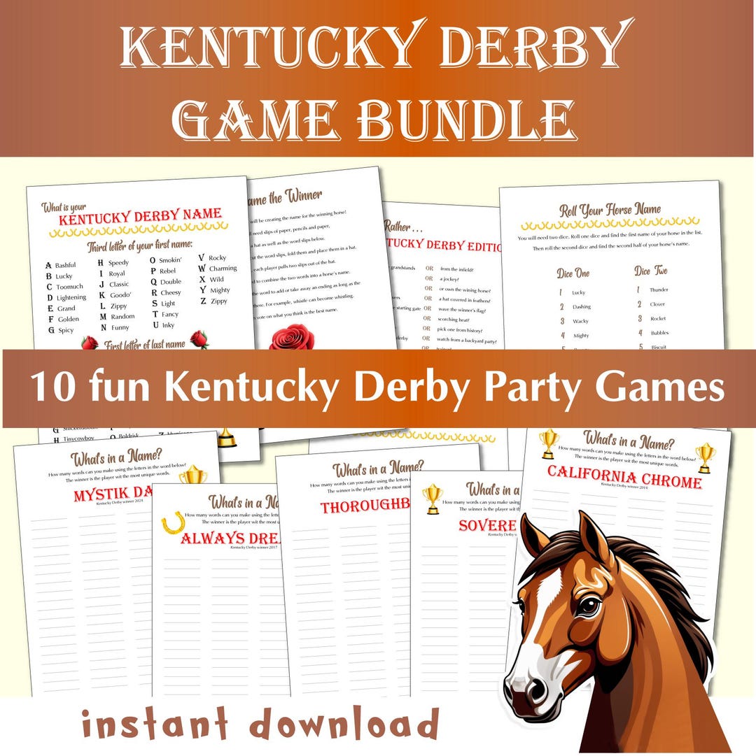 Kentucky Derby Party Games Bundle Printable, Race Horse Activities - Etsy