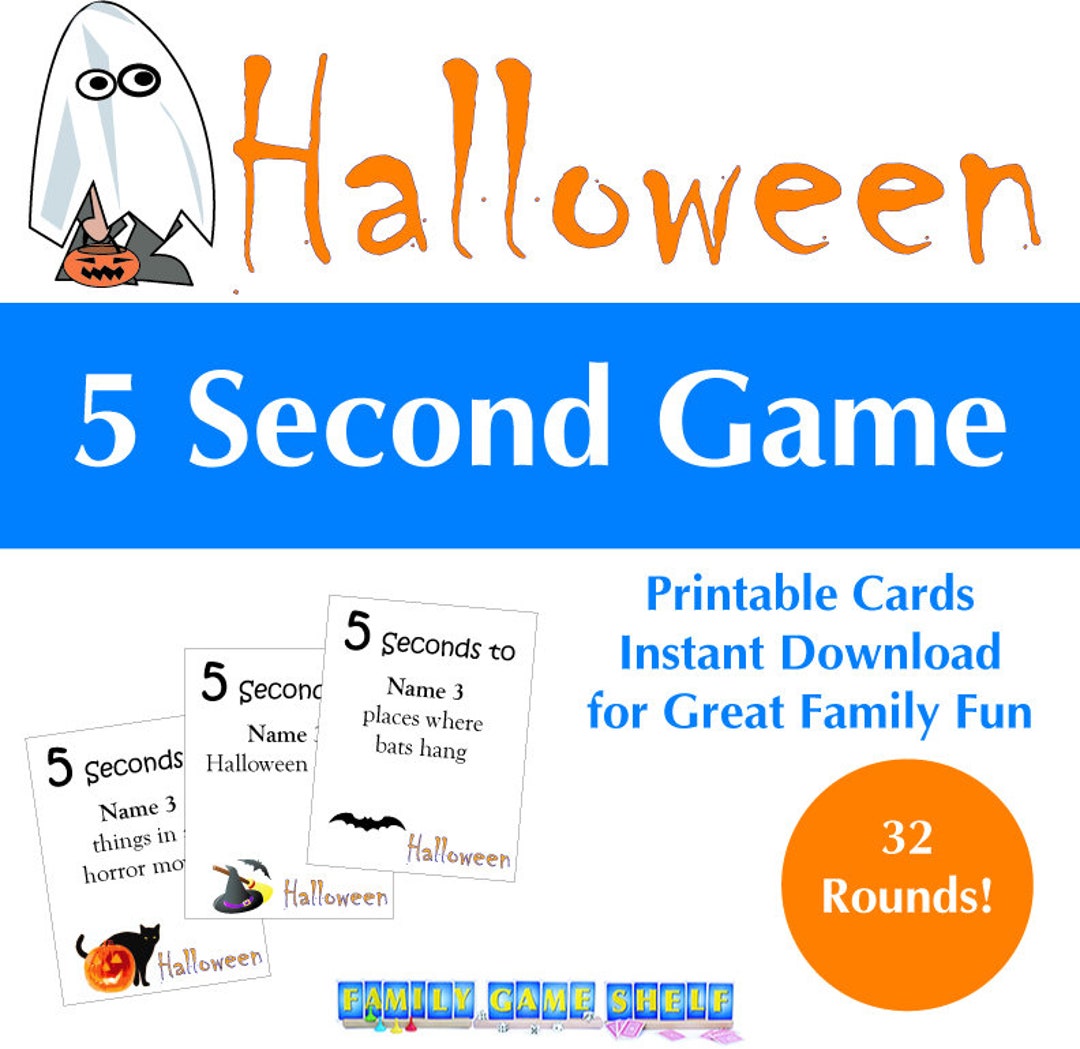 Printable Halloween 5 Second Rule Game for Families, Halloween Five ...