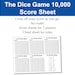 Printable Rules and Score Sheet for the Dice Game 10,000 for Easy ...