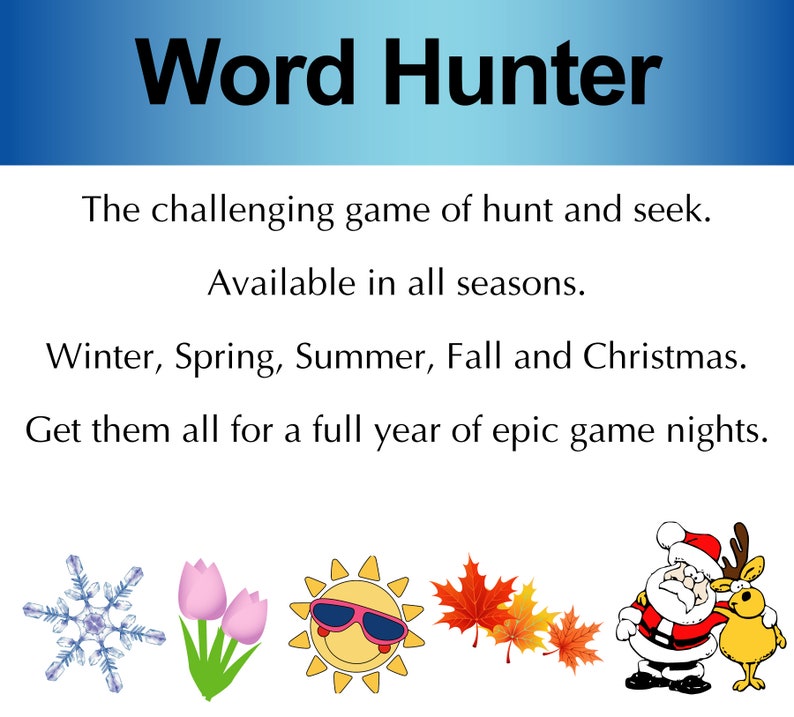 Printable Winter Party Game, Word Hunter Word Deduction Game, Family ...