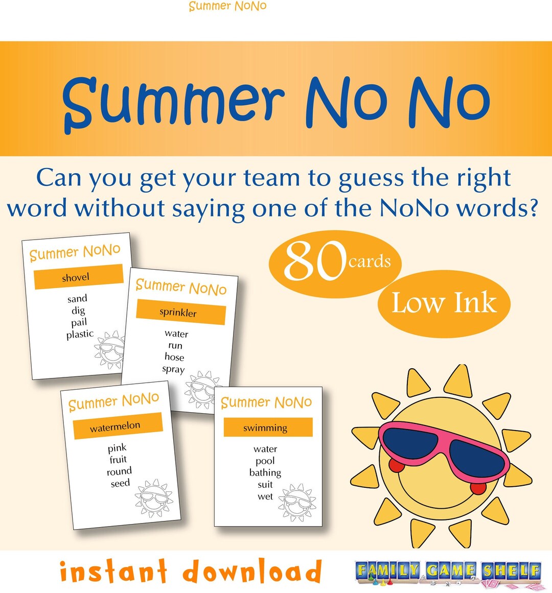 Printable Summer Board Game for Family Game Night, Summer Party Game ...