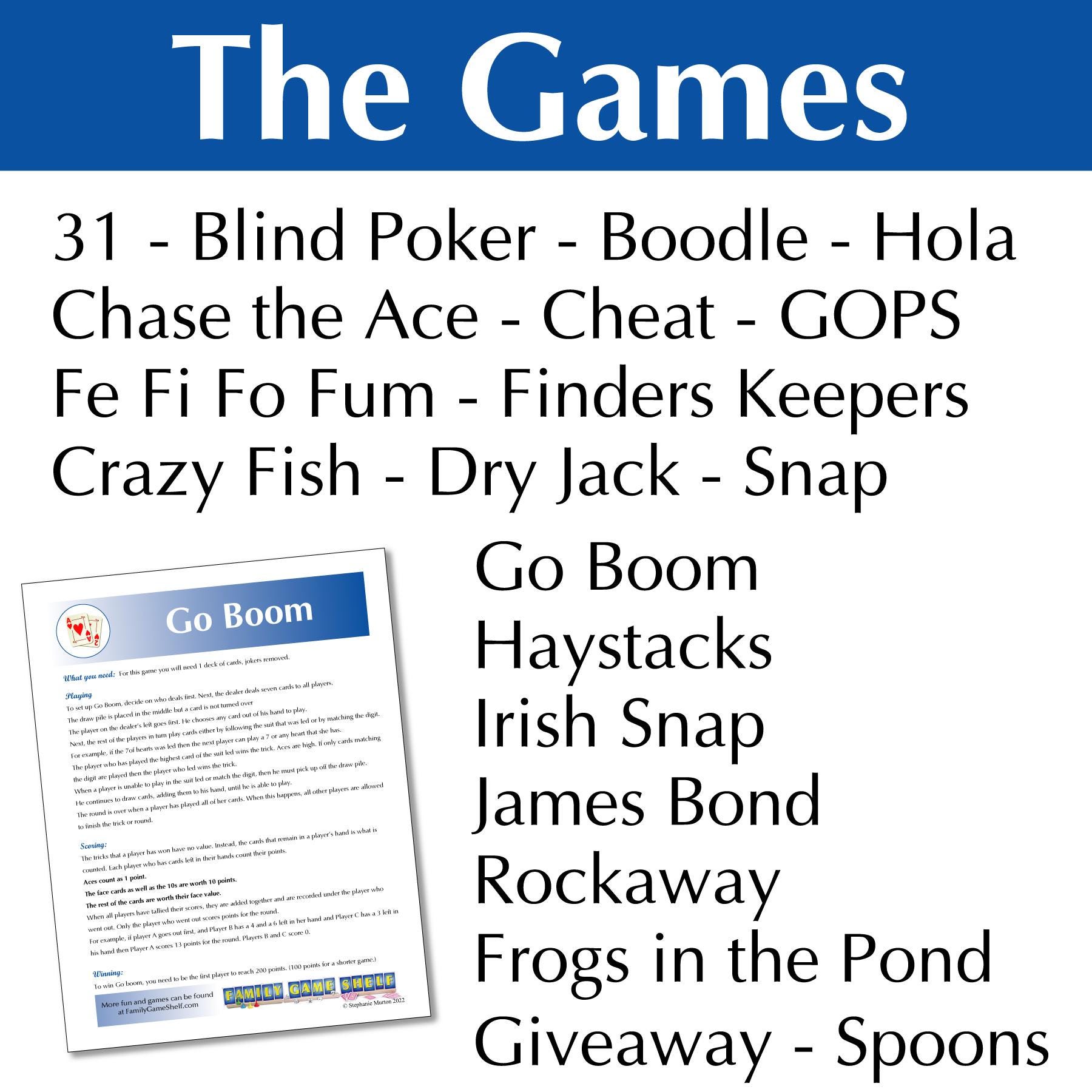 Printable Card Game Rules and Instructions for 20 Fun Card Games for ...